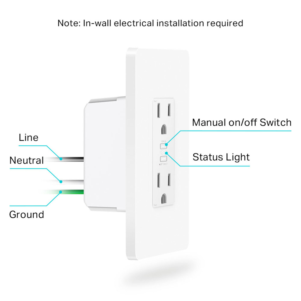 Kasa Smart Wi-Fi Power Outlet, 2-Sockets | Kasa Smart